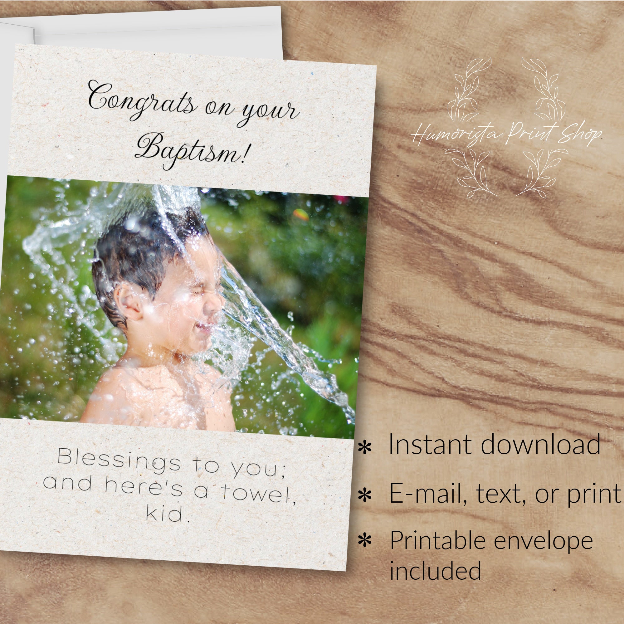 Digital Printable Funny Baptism Card for Kid or Baby Instant Download ...