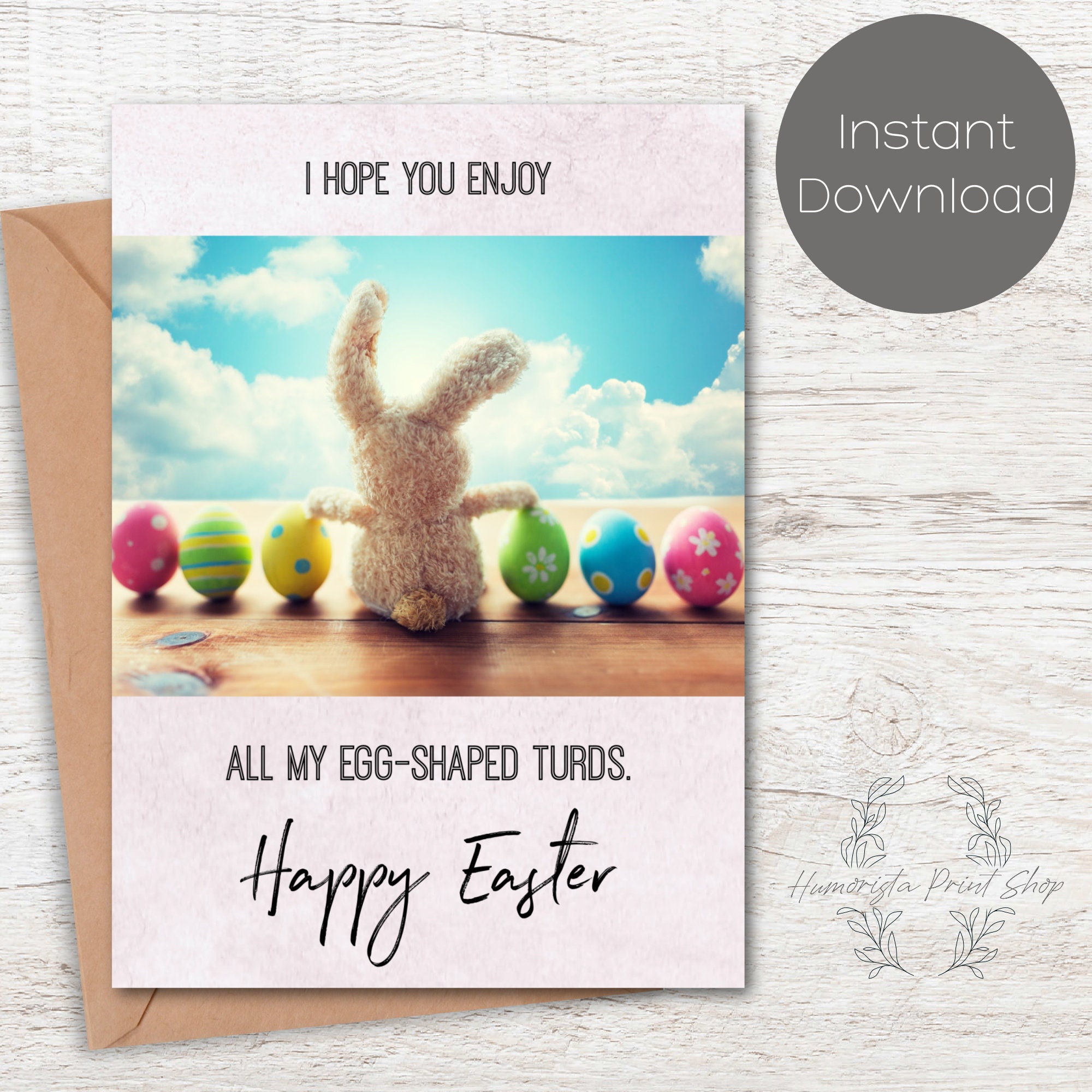 Funny & Rude Printable Easter Bunny Card Download Digital Easter Card ...