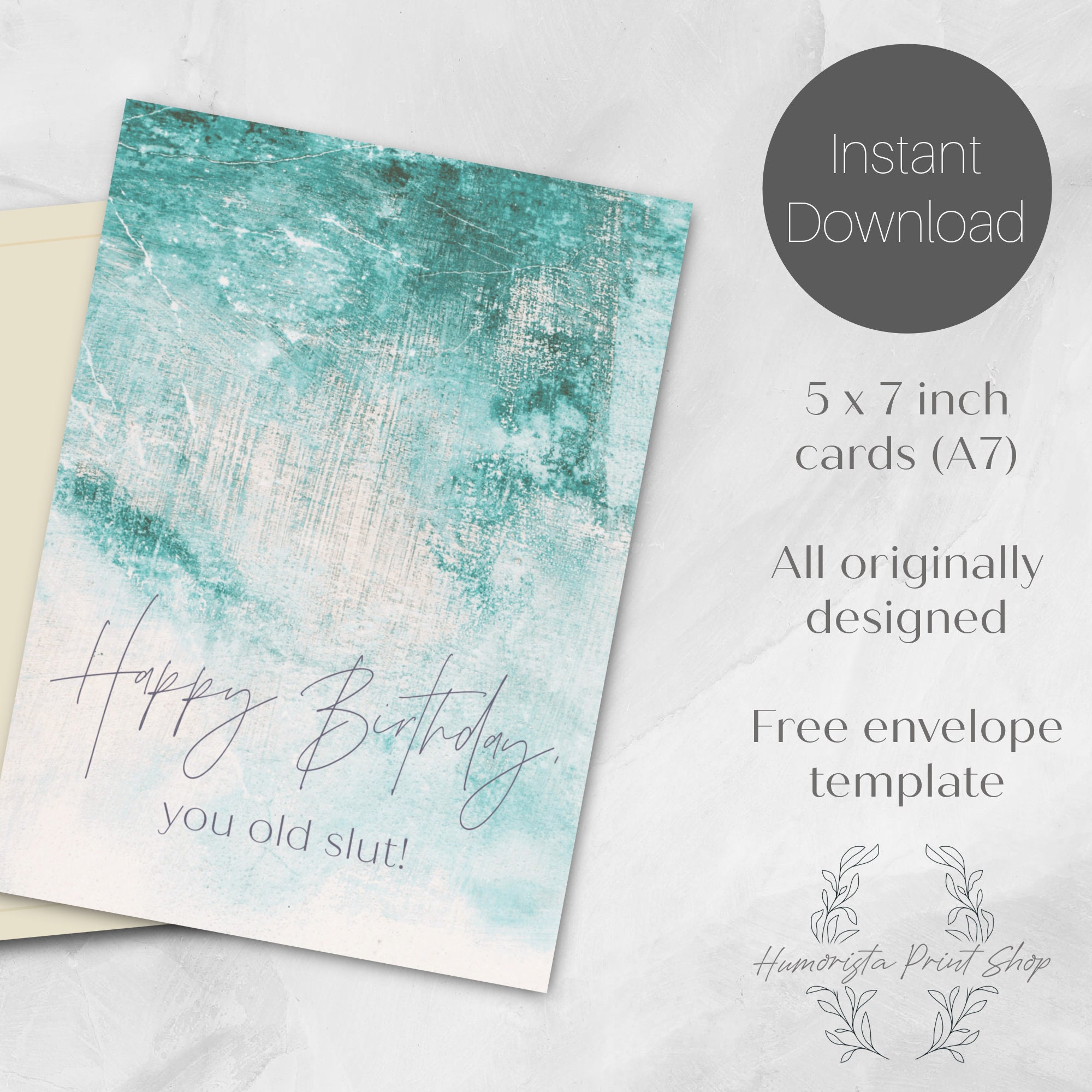 Rude Humour Slut Printable Birthday Card Funny Digital Birthday Card ...