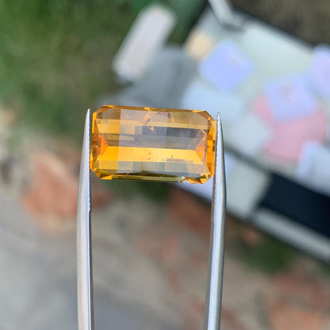 Madeira Citrine Pixel Cut Stone 11.45 Carats | Orange Citrine | Citrine Jewelry | Loose Gemstone ...