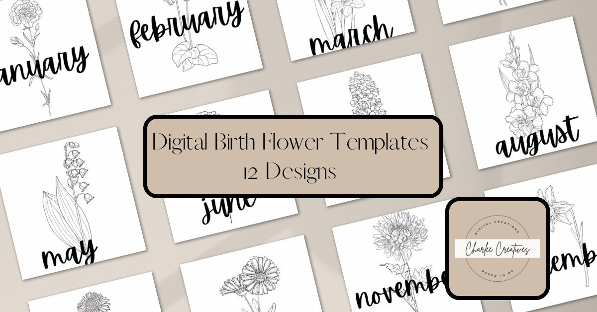 Birth Month Flowers DIGITAL CANVA TEMPLATES 12 Templates - Etsy