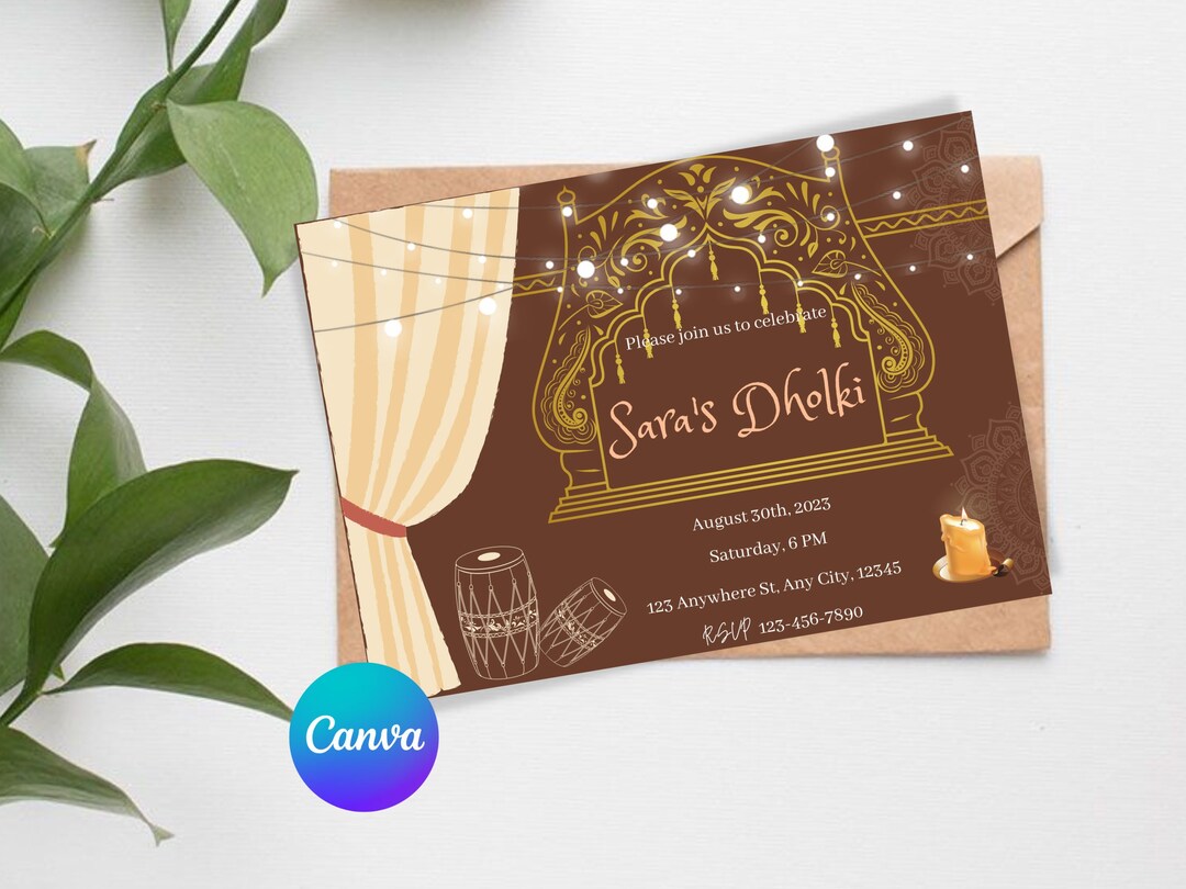 Minimalist Dholki Invitation Template, Henna Invitation, Dholki ... Minimalist Dholki Invitation Template, Henna Invitation, Dholki ...