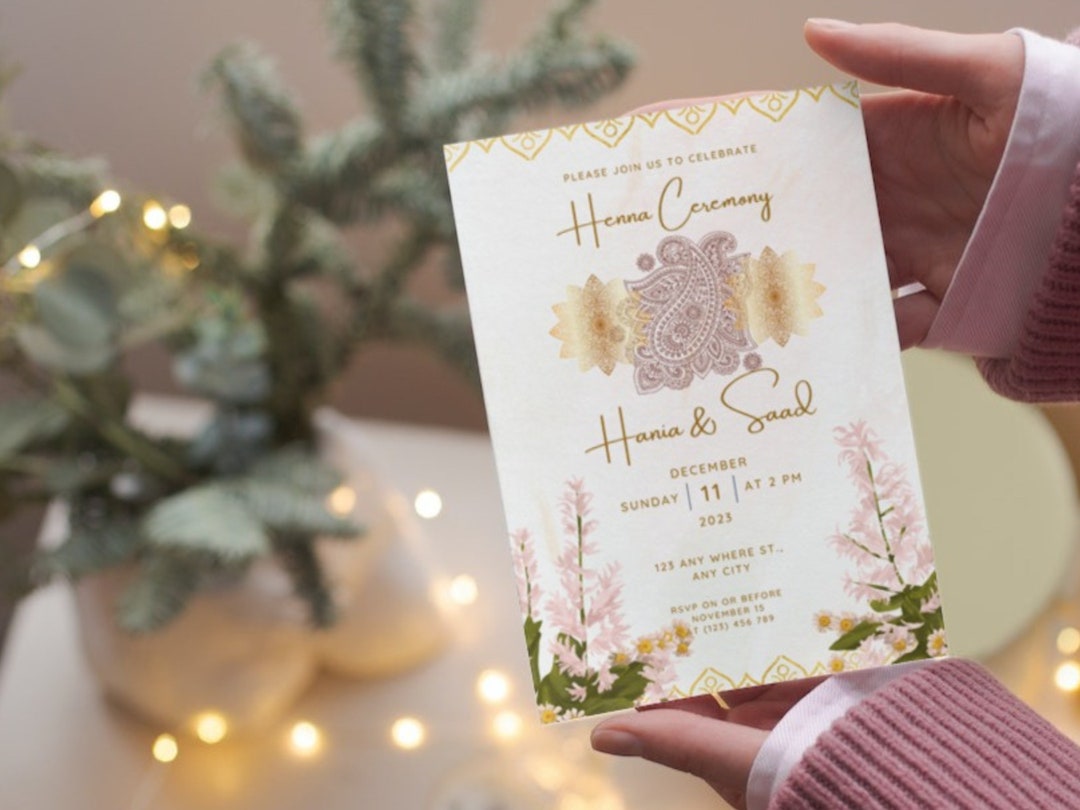 Minimalist Henna Ceremony Invitation Template, Mehendi Invite Template ... Minimalist Henna Ceremony Invitation Template, Mehendi Invite Template ...