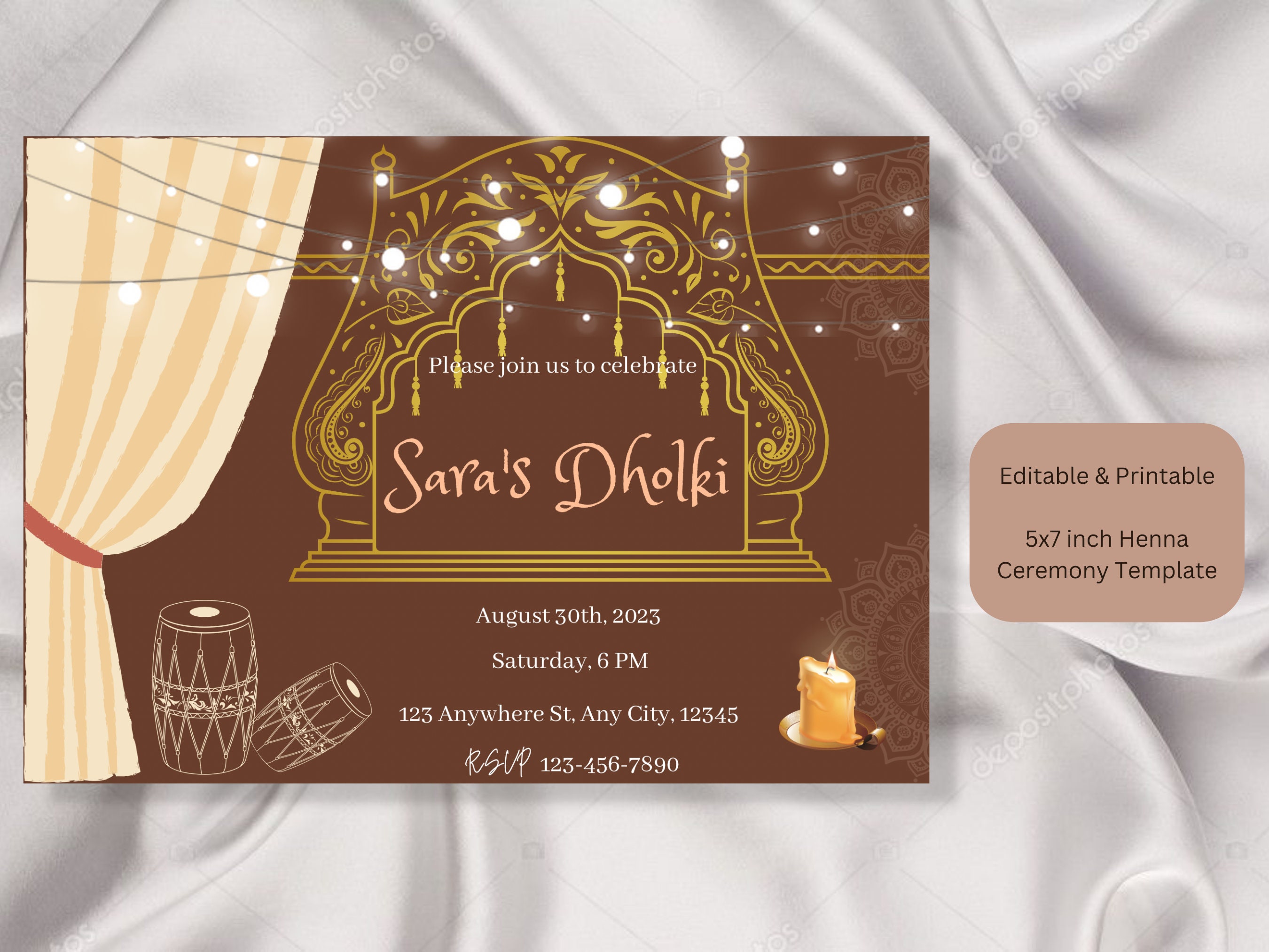 Minimalist Dholki Invitation Template, Henna Invitation, Dholki ... Minimalist Dholki Invitation Template, Henna Invitation, Dholki ...
