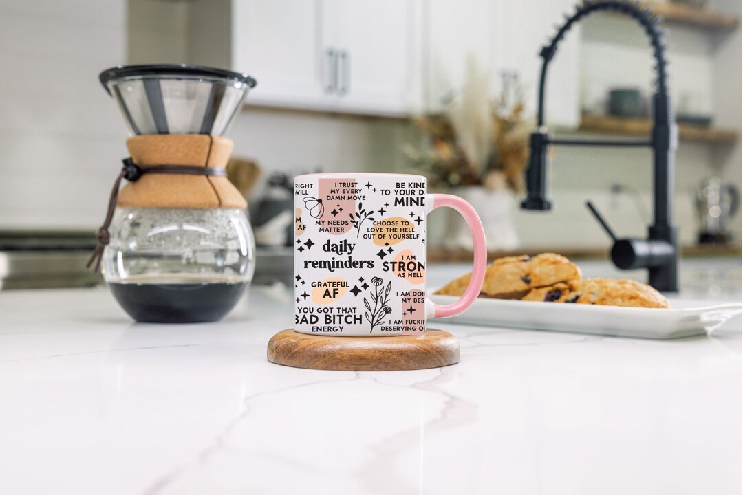 Badass Daily Reminders Coffee Cup, Morning Mindset Mug, Funny Mental ...