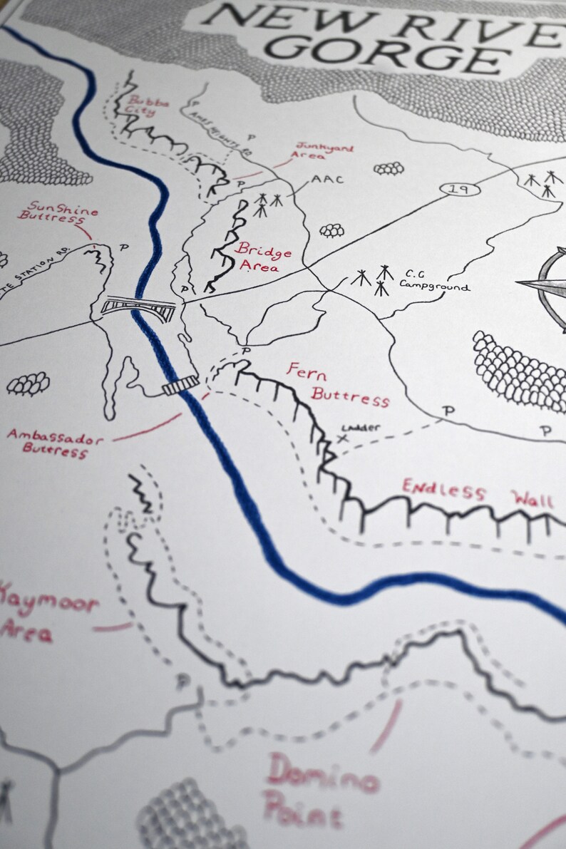 New River Gorge National Park Hand-drawn (13" X 19") - Etsy