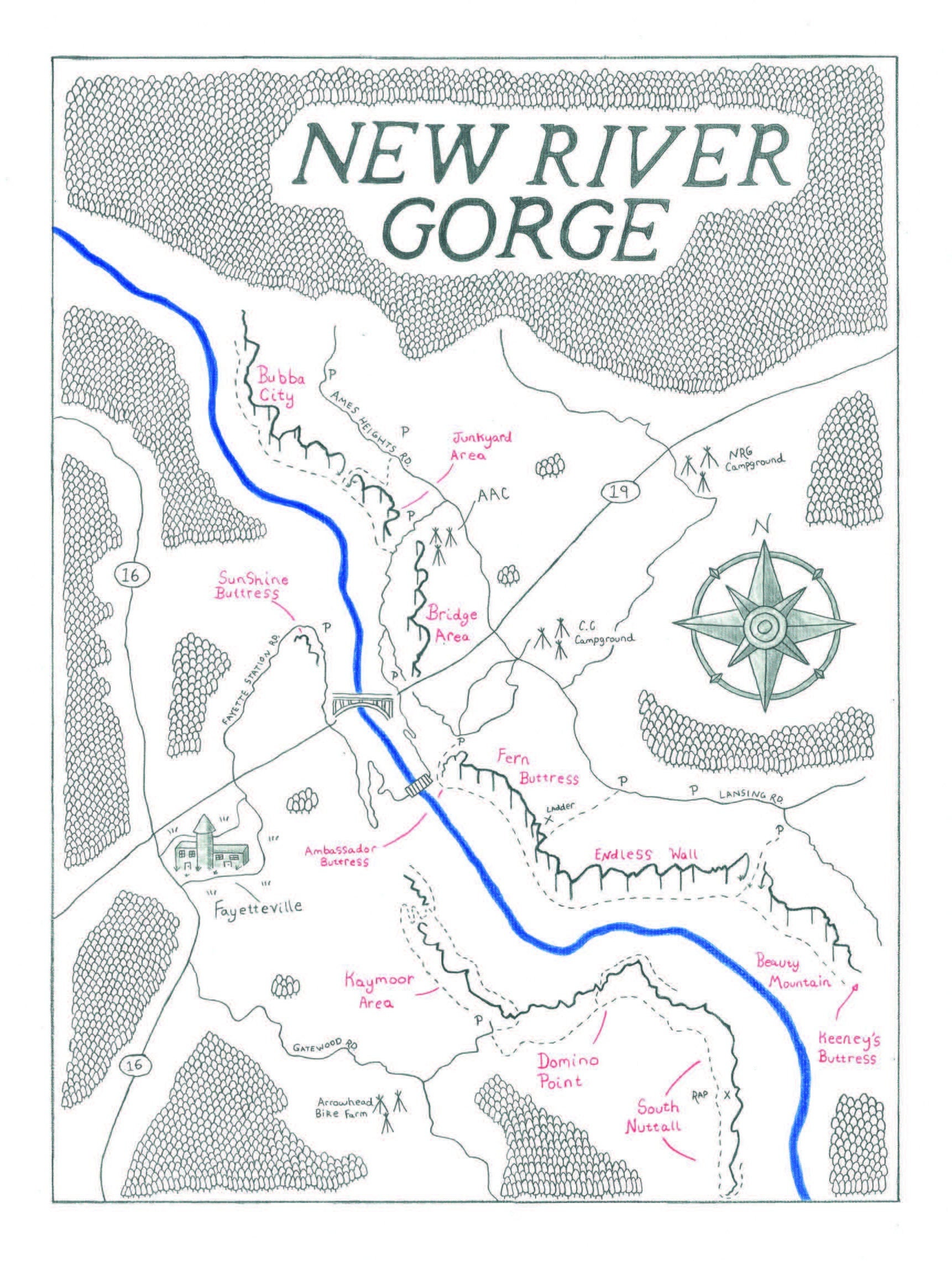 New River Gorge National Park Hand-drawn - Etsy