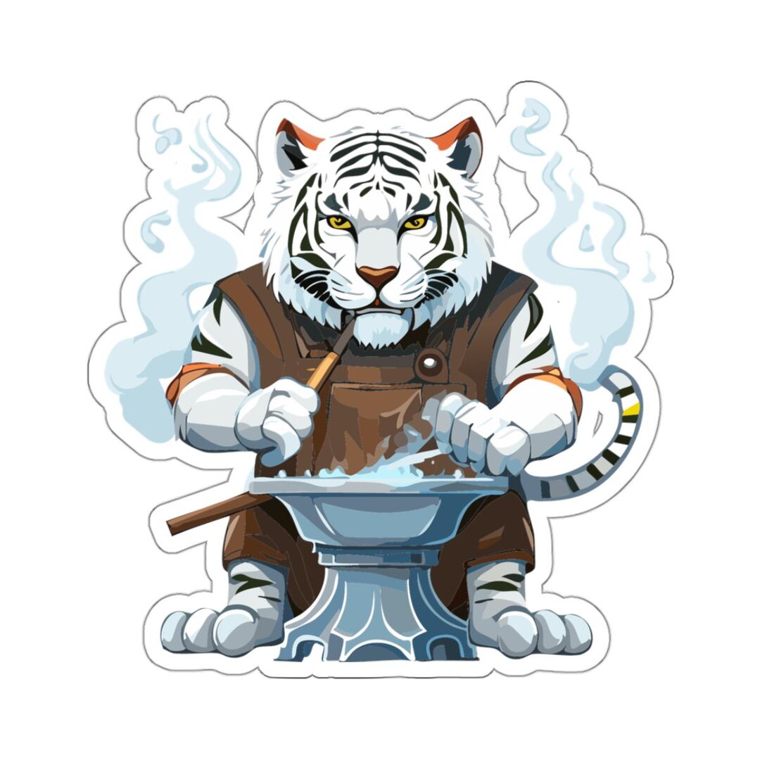 Tiger Blacksmith Smokes a Pipe Kiss-cut Stickers - Etsy