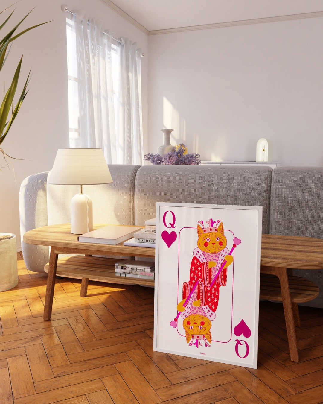 Cat Queencard Poster Printable Wall Art Card Print Queen Playing Card ...