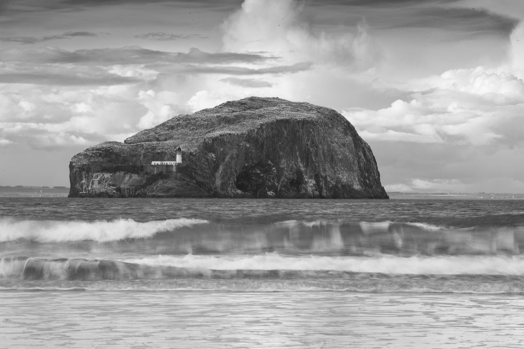 Black and White Digital Print of Bass Rock, Dunbar, East Lothian ...