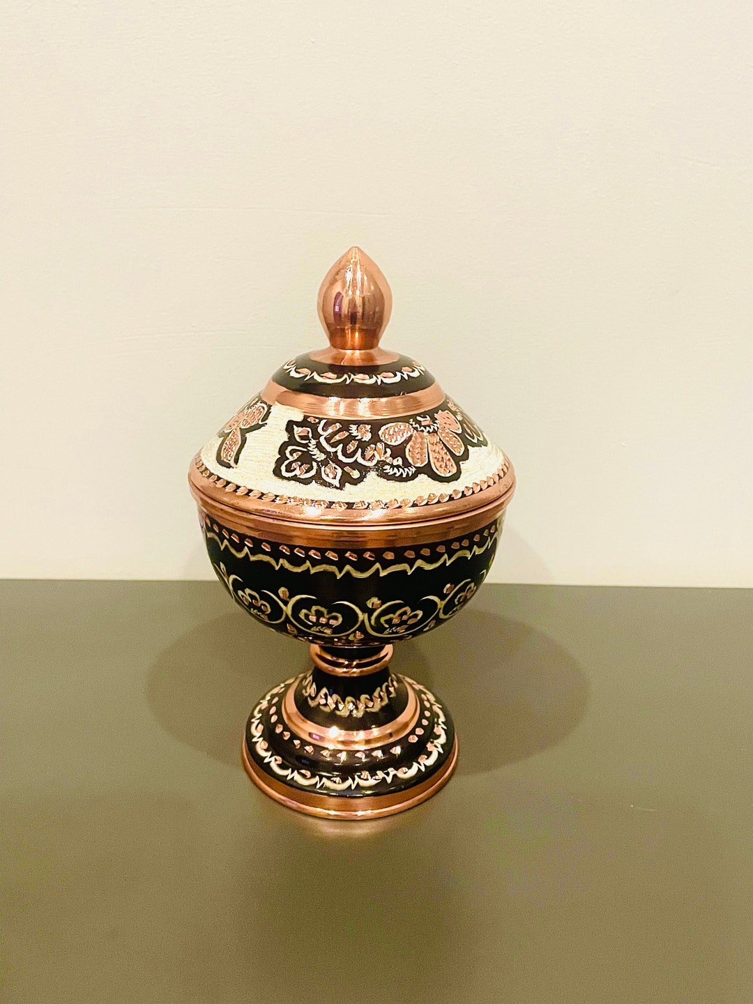 Copper Souvenirs, Engraved Copper Carved Sugar Bowl and Delight Holder ...