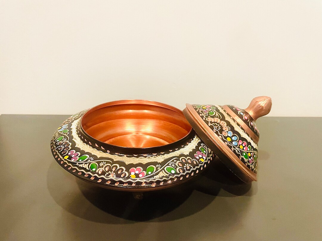 Copper Souvenirs Embroidered Copper Sugar Bowl and Turkish Delight ...
