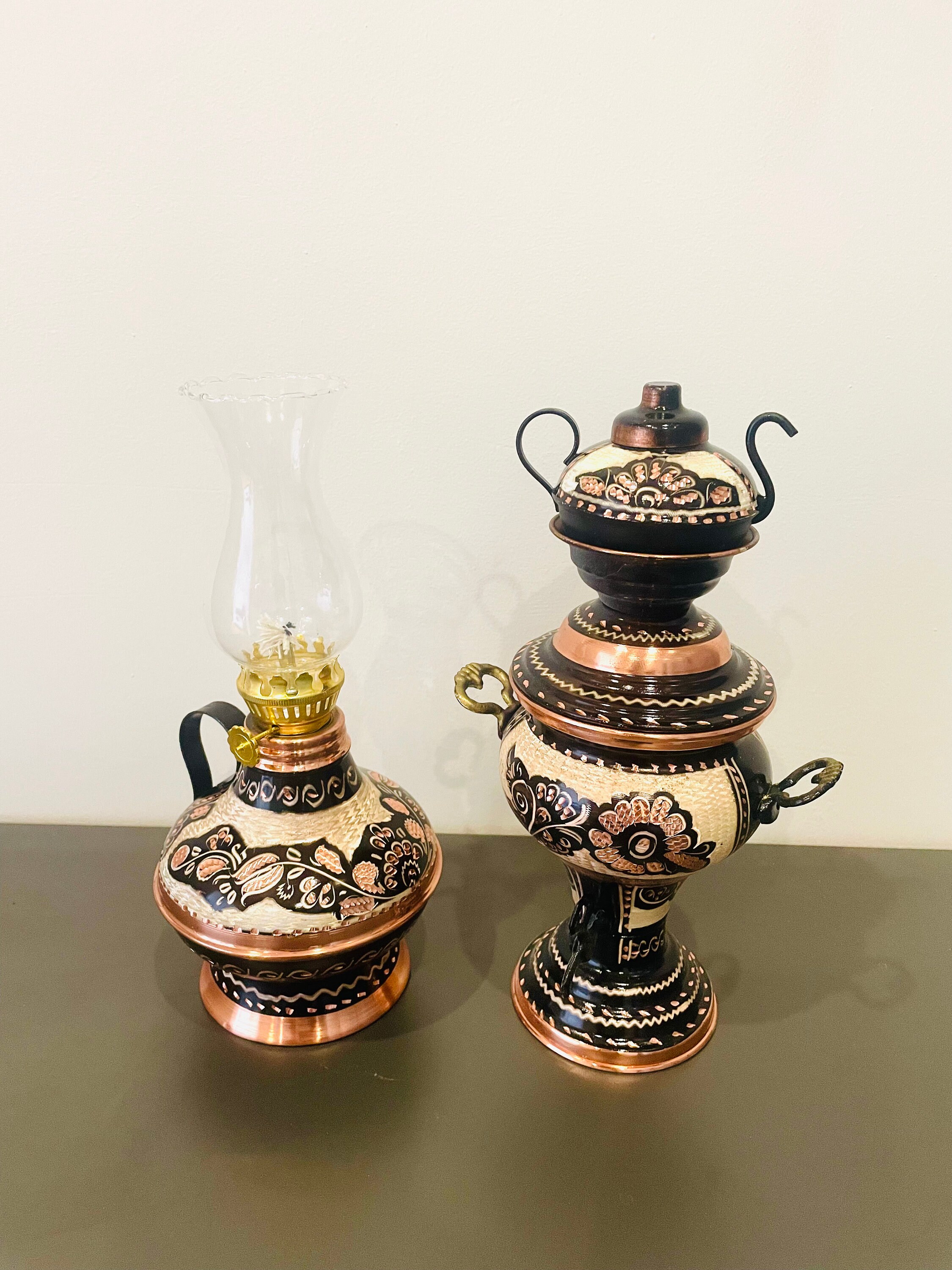 Turkish Handmade Copper Gas Oil Lamp, Vintage Oil Lamp, Decorative ...