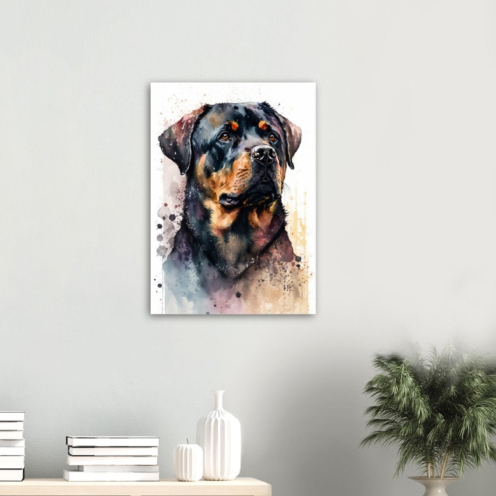 Rottweiler, Contemporary Watercolour Painting Print. Abstract ...