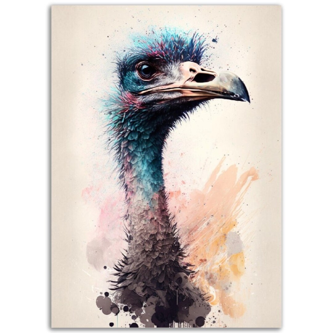 Abstract Ostrich Wall Art Print Premium Matte Paper Poster Ostrich Wall ...