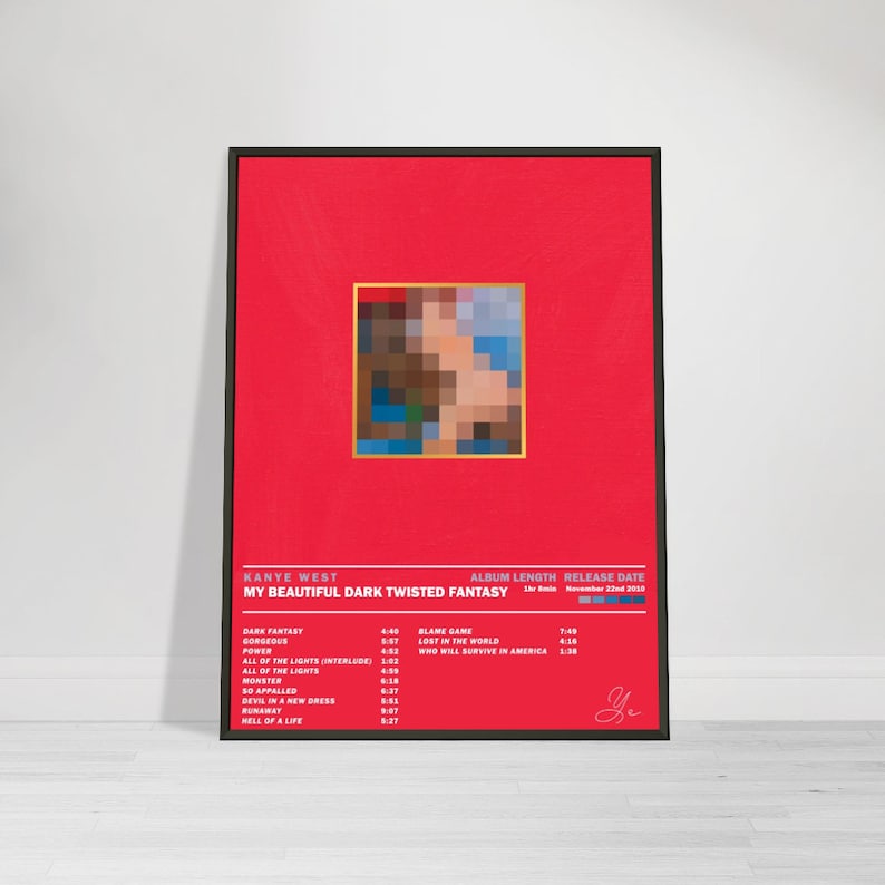 Kanye West My Beautiful Dark Twisted Fantasy, Kanye West Print, MBDTF ...