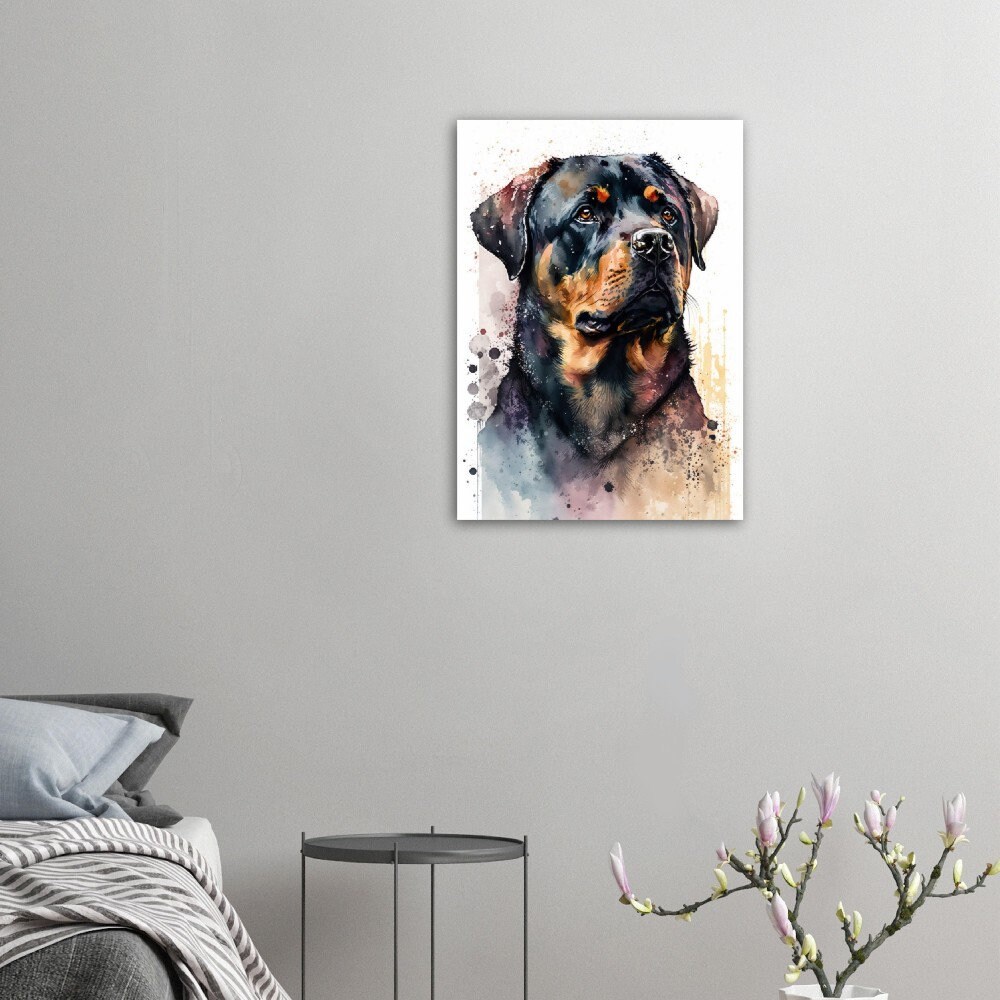 Rottweiler, Contemporary Watercolour Painting Print. Abstract ...