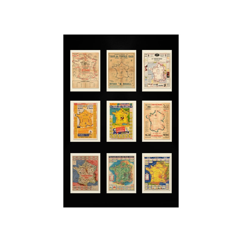 Vintage Tour De France Tour Maps, Premium Matte Vertical Posters, Le ...