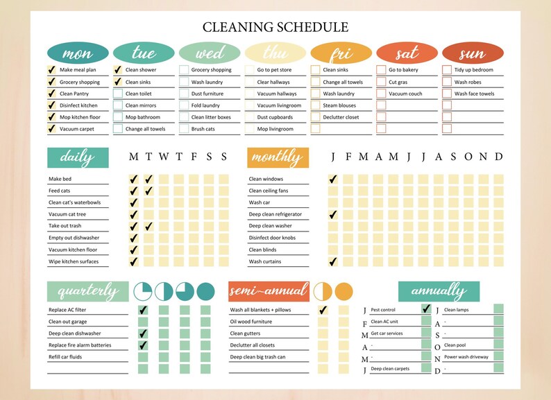 Cleaning Schedule Template - Editable PDF | Declutter Your Life | ADHD ...