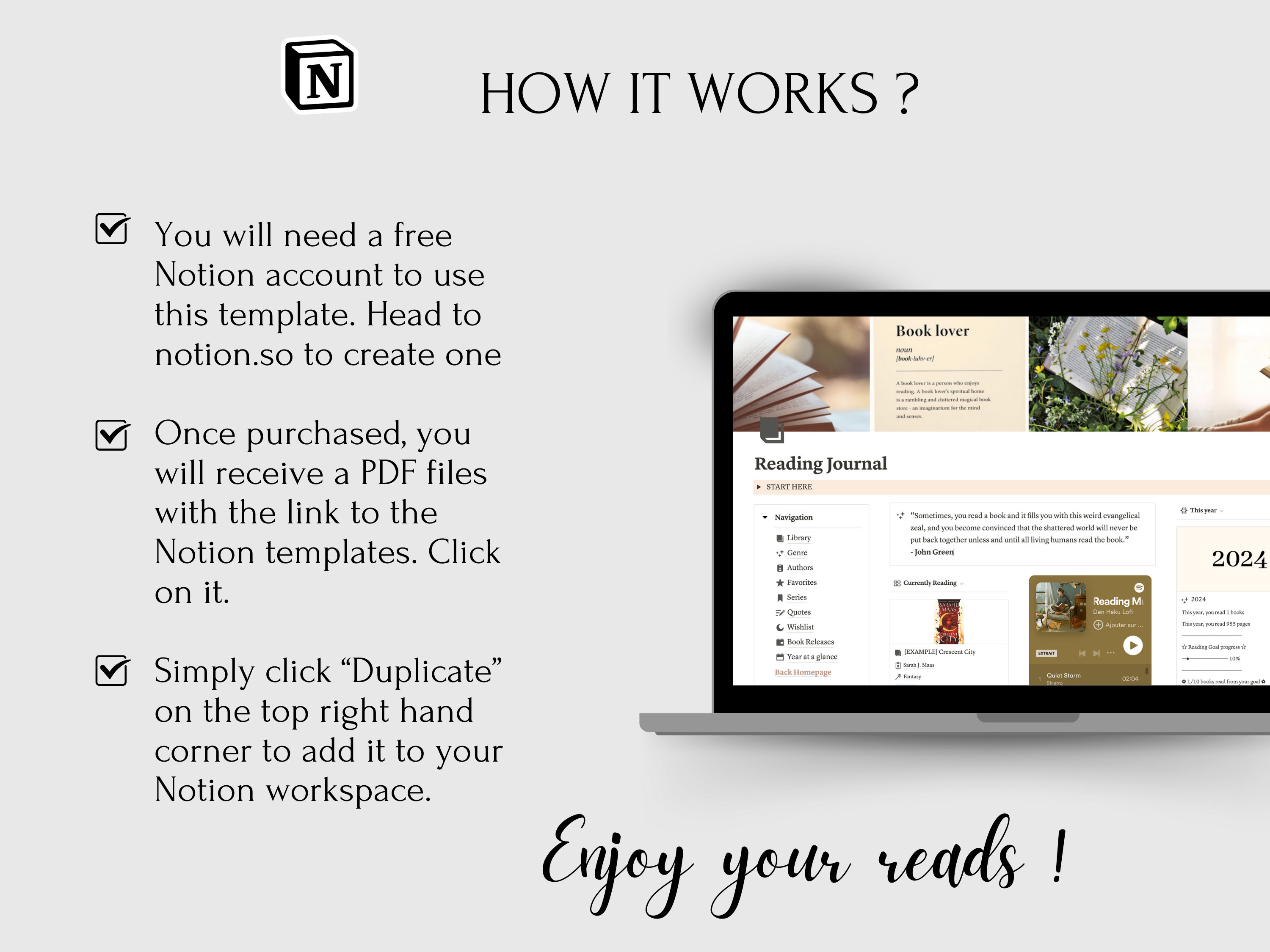 Notion Template Reading Journal, Notion Template Book Journal, Ultimate ...