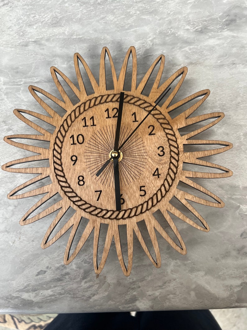 Wooden Sunburst Clock - Etsy