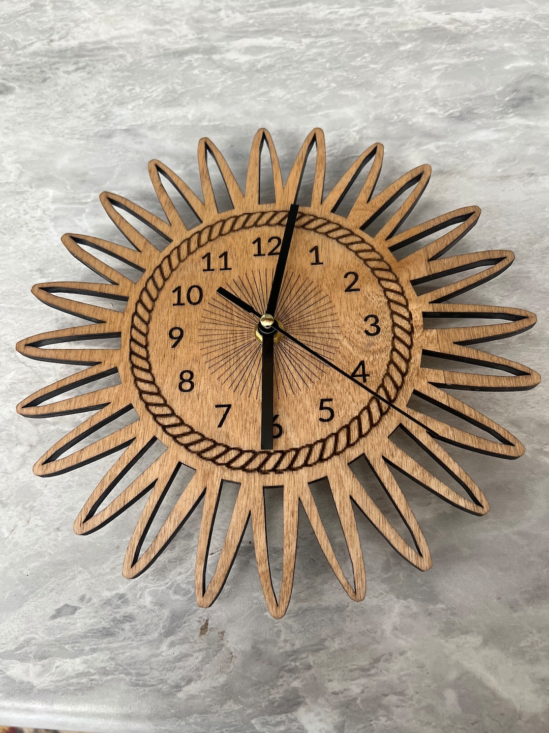 Wooden Sunburst Clock - Etsy
