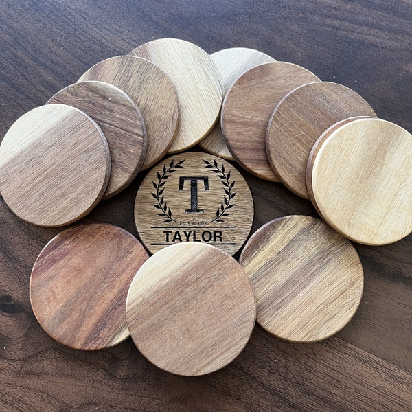 Engraved Wood Coasters Round - Etsy