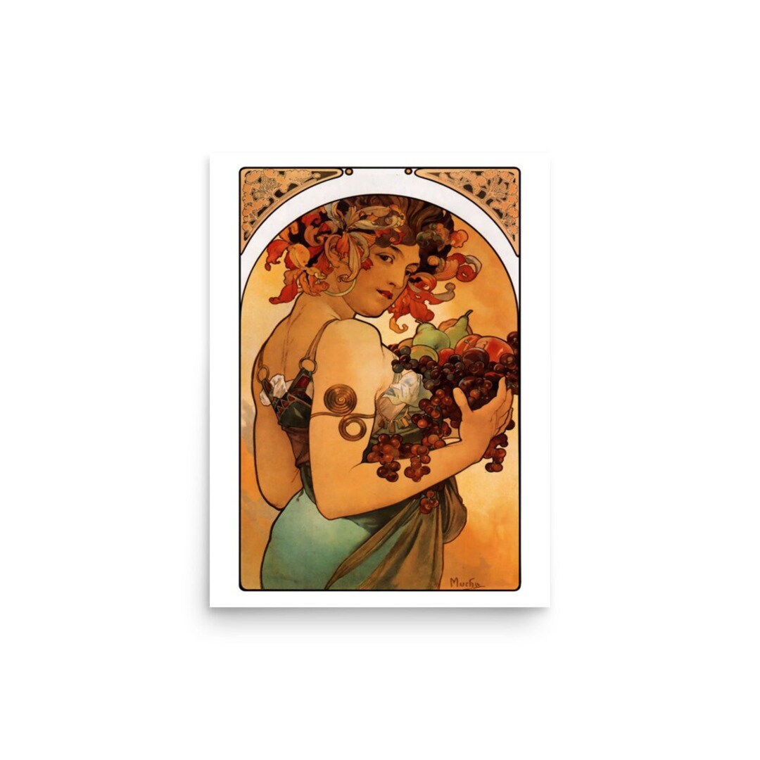 Vintage Alphonse Mucha Le Fruit Print , Art Nouveau Poster of the Fruit ...
