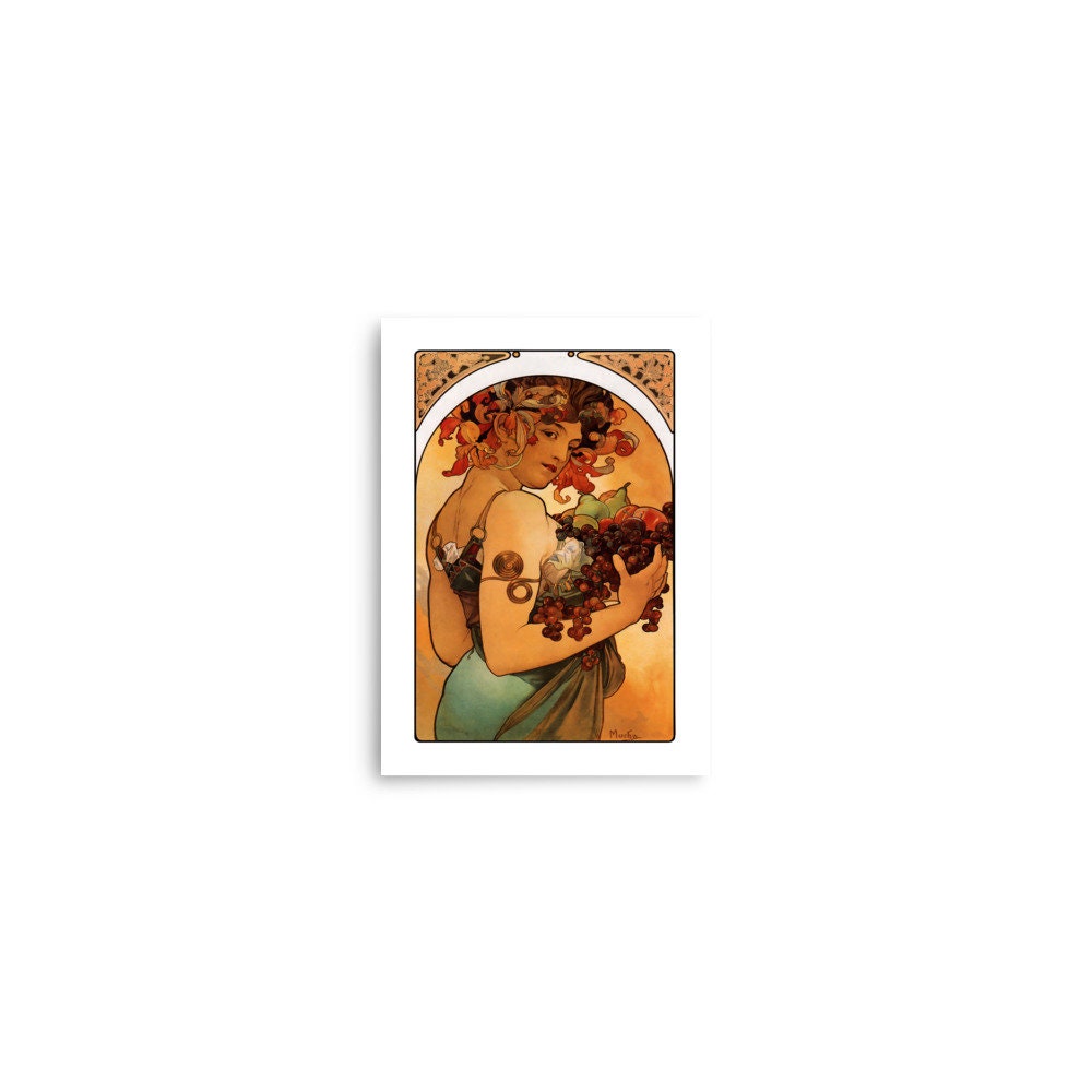 Vintage Alphonse Mucha Le Fruit Print , Art Nouveau Poster of the Fruit ...