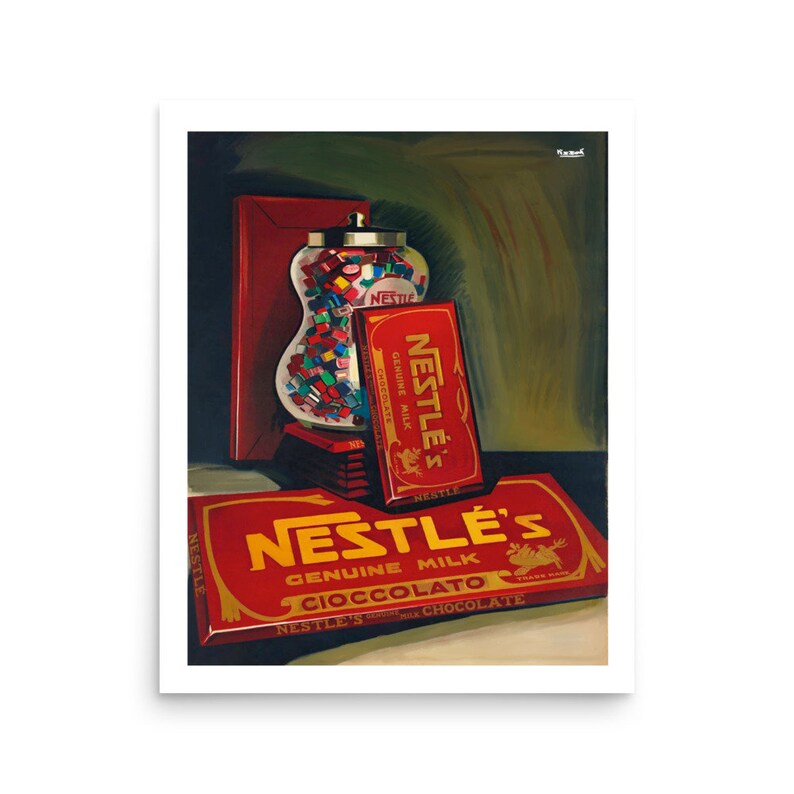 Chocolate Poster, Vintage Nestle Chocolate Print, Vintage Food and ...