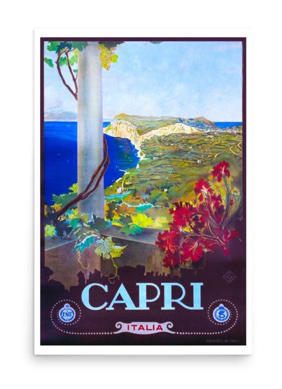 Capri Poster, Vintage Italian Tourism Print, Art Deco World Travel ...