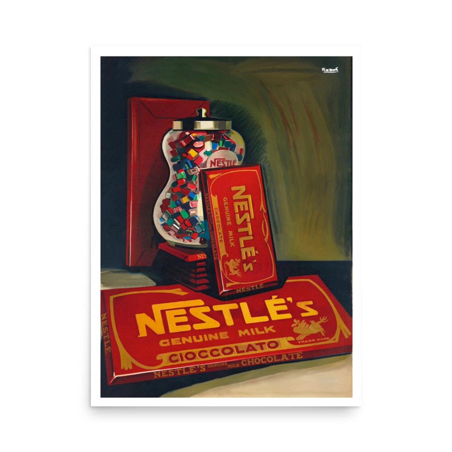 Chocolate Poster, Vintage Nestle Chocolate Print, Vintage Food and ...
