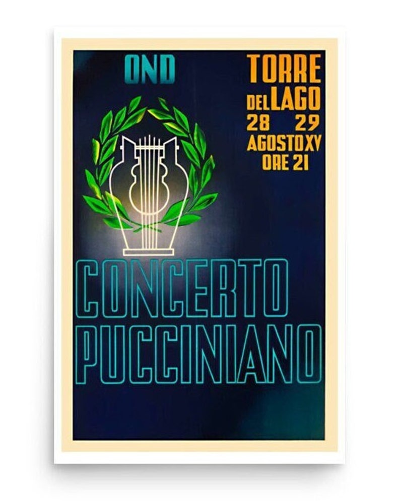 Italian Vintage Advertising Art Deco Concert Theatre Poster, Puccini ...