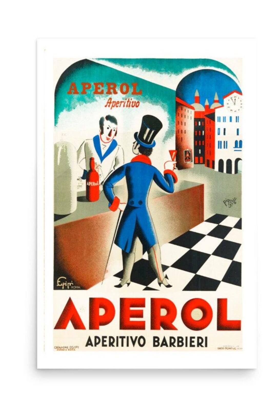 Aperol Liqueur, Italian Vintage Art-deco Food & Drink Poster, Spritz ...