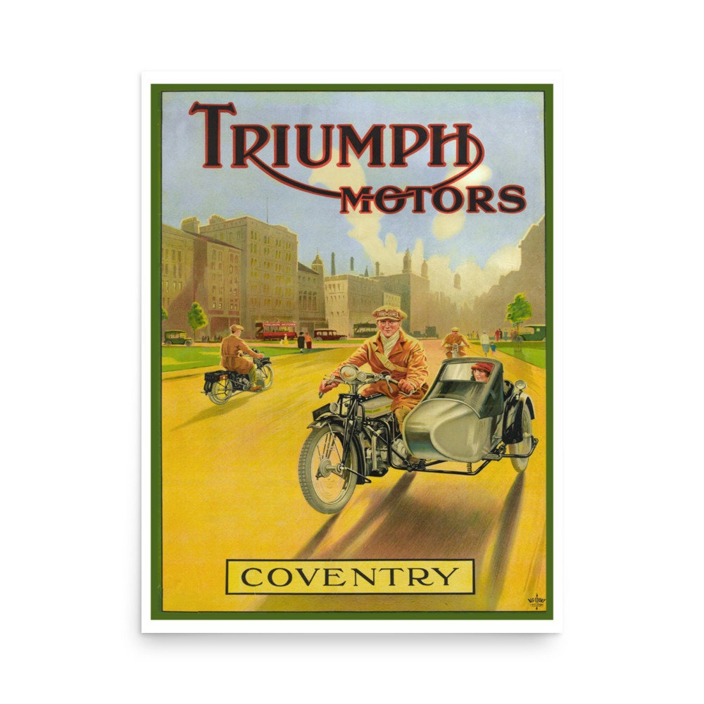 Vintage Triumph Motors Poster, Triumph Coventry Motorcycle Print, Pre ...