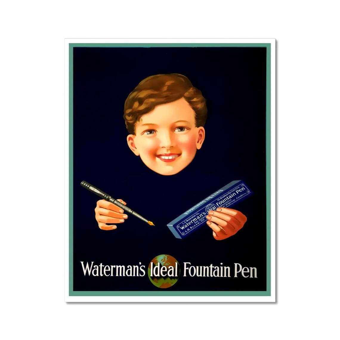 Ideal Waterman Fountain Pen Vintage Advertising Advert Poster Print ...