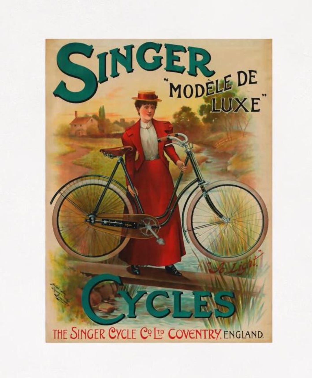 Vintage Singer Cycle Poster, 19th Century Bicycle Art Print - Etsy