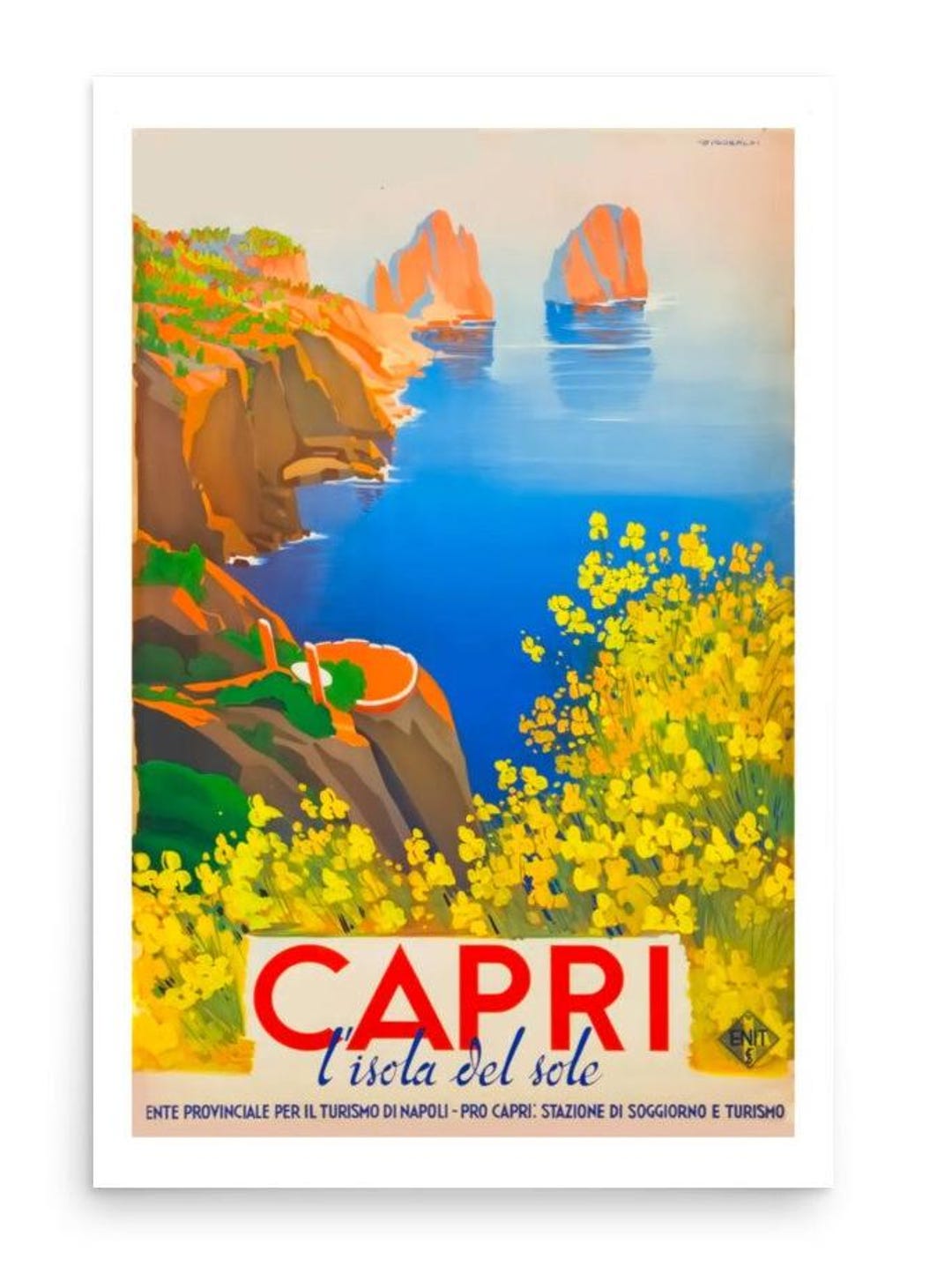 Capri Poster, Vintage Italian Tourism Print, Art Deco World Travel ...