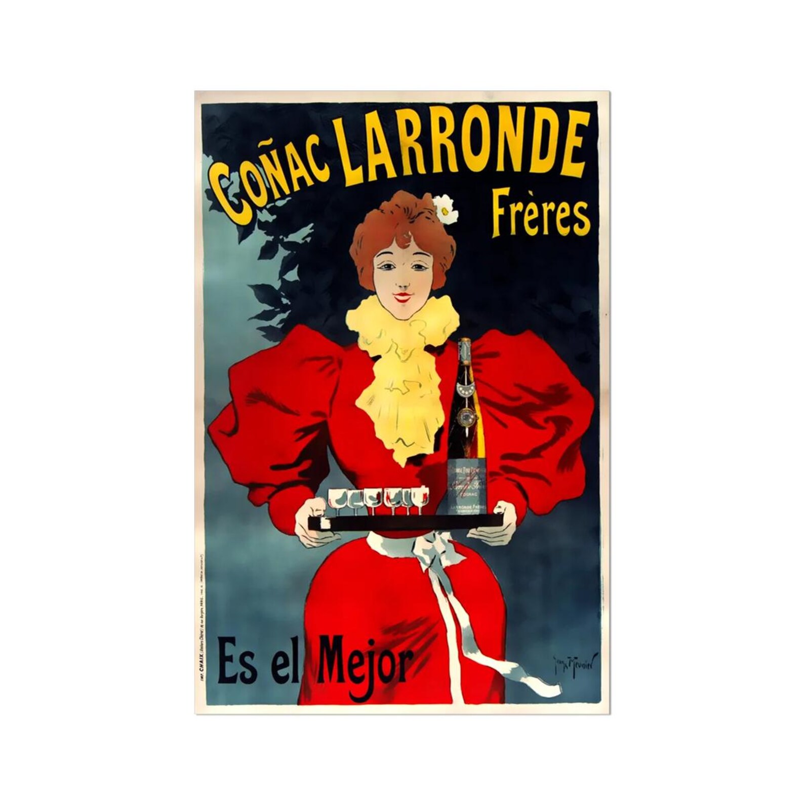 Cognac Larronde Freres, Vintage Food & Drink Poster, Art Nouveau ...