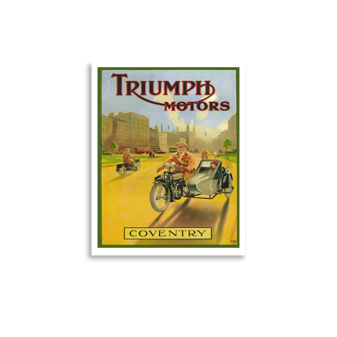 Vintage Triumph Motors Poster, Triumph Coventry Motorcycle Print, Pre ...
