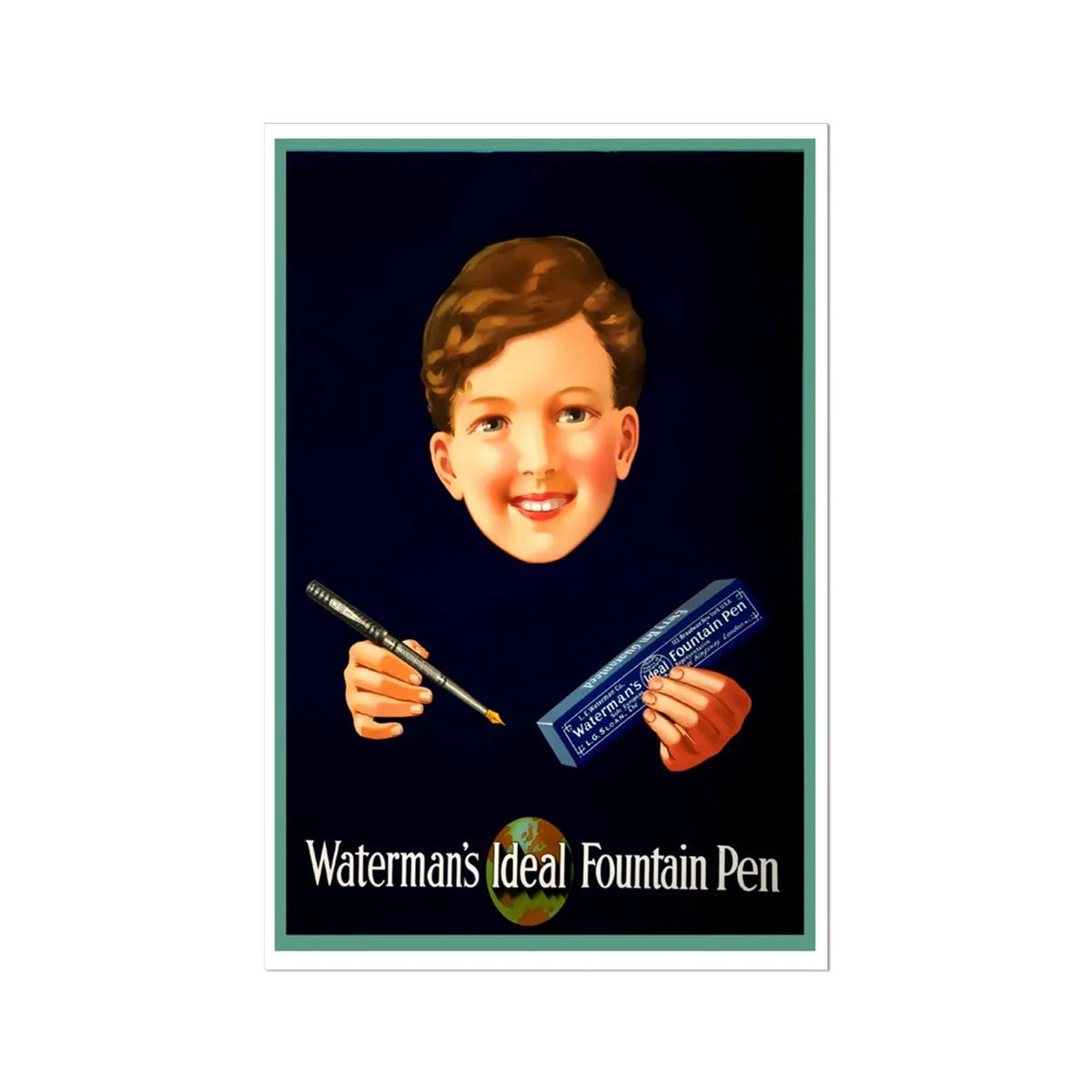 Ideal Waterman Fountain Pen Vintage Advertising Advert Poster Print ...