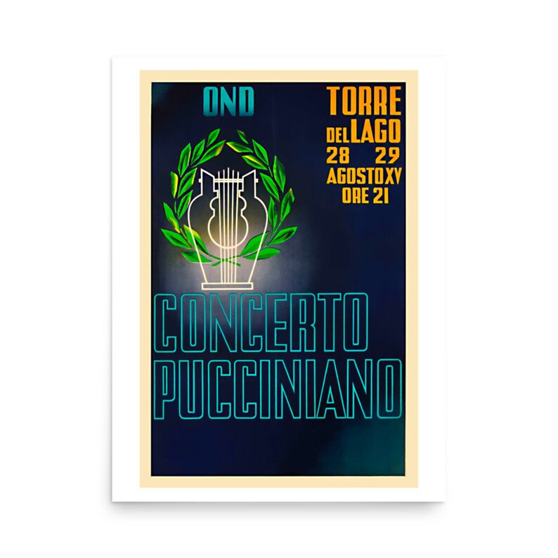 Italian Vintage Advertising Art Deco Concert Theatre Poster, Puccini ...