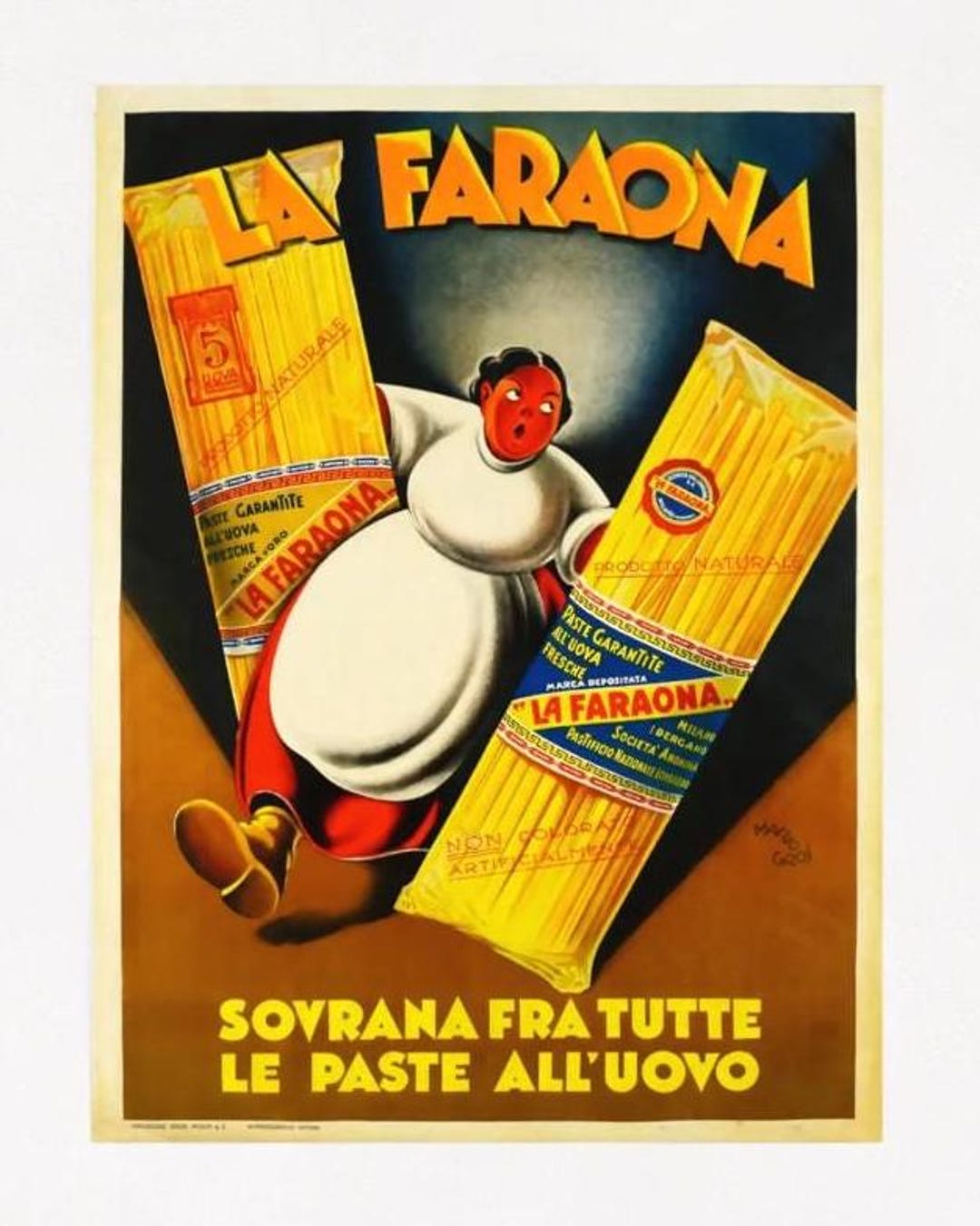 Vintage La Faraona Pasta Advertising Poster, Italian Food Print - Etsy
