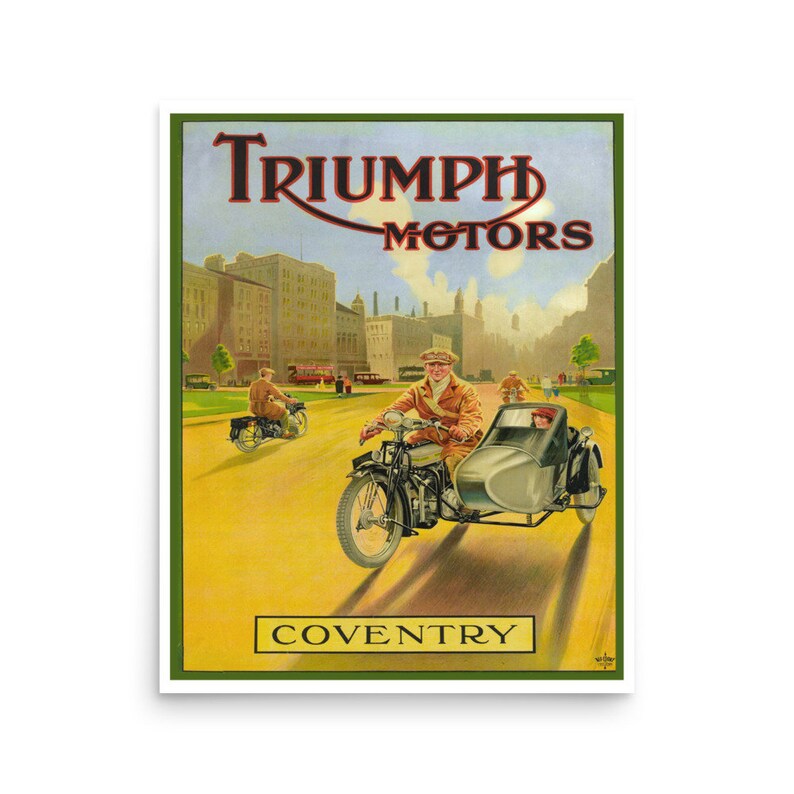 Vintage Triumph Motors Poster, Triumph Coventry Motorcycle Print, Pre ...