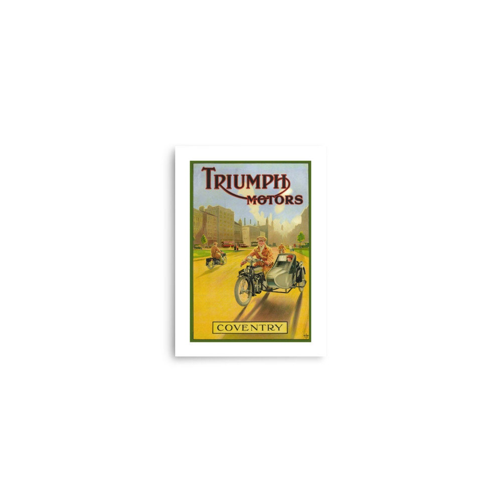 Vintage Triumph Motors Poster, Triumph Coventry Motorcycle Print, Pre ...