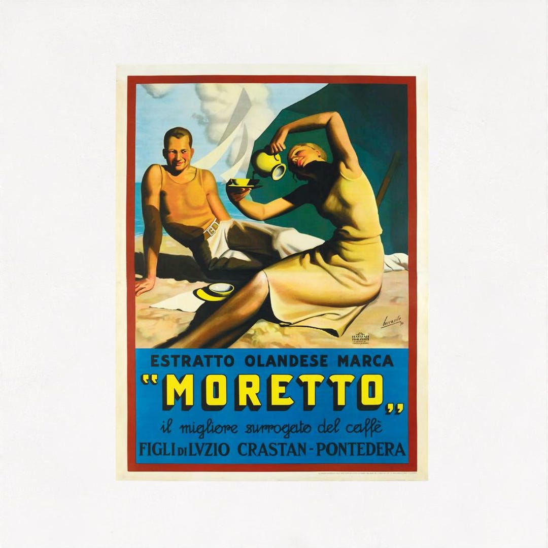 Vintage Cafe Moretto Poster, Italian Coffee Ad, Print on Matte Paper or ...