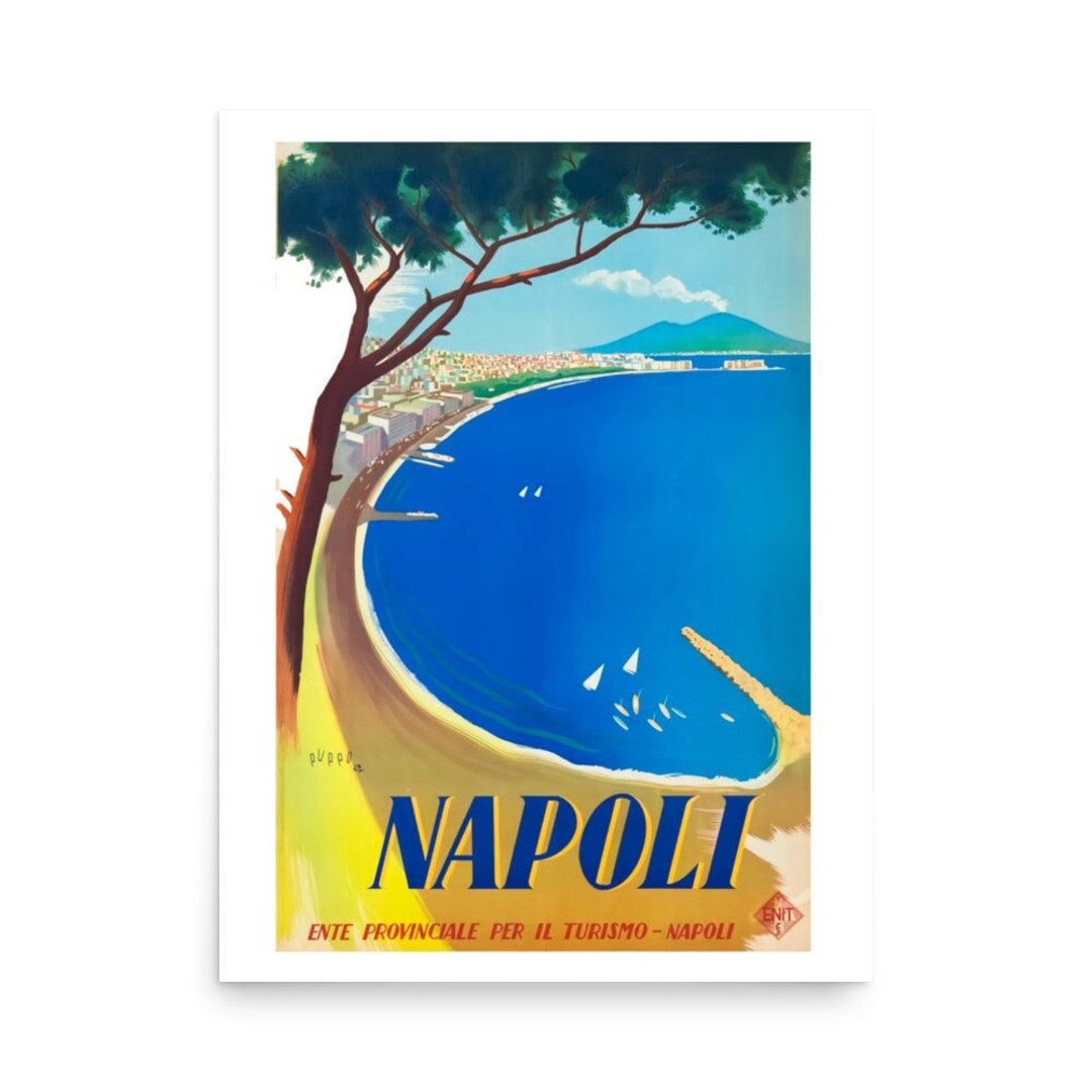 Vintage Napoli Travel Poster, Naples Italy Print, Vintage ENIT Italian ...
