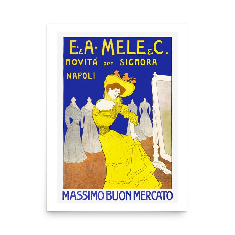 Vintage Italian Advertising Poster, Napoli Fashion Ad Print, Naples ...