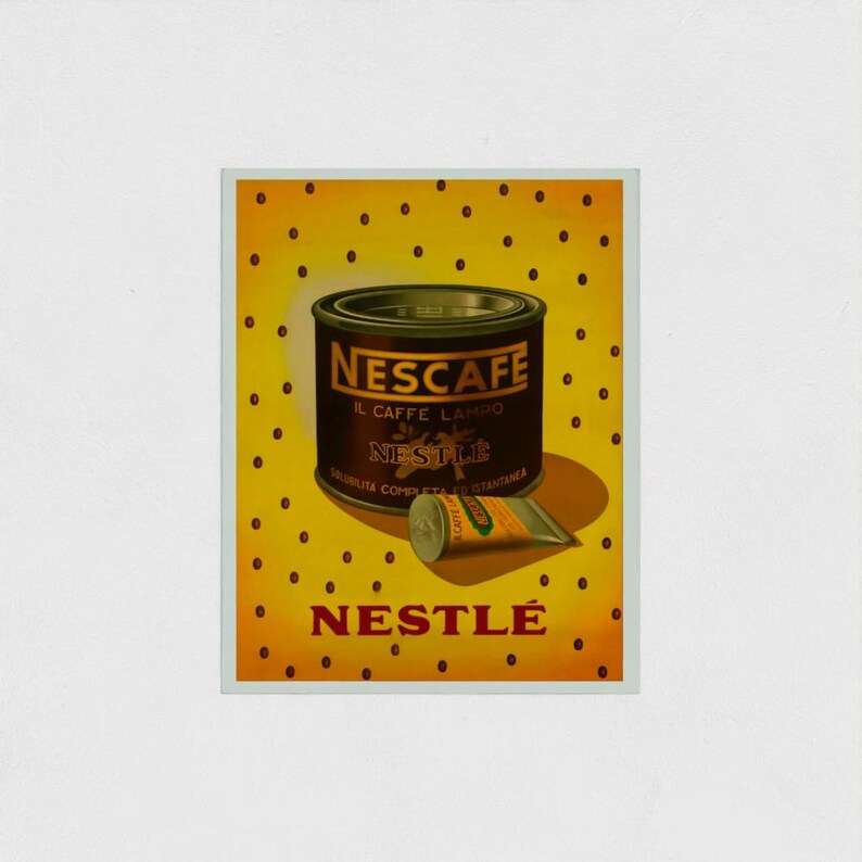 Vintage Coffee Poster, Nescafe Vintage Italian Drink Poster, Kitchen ...