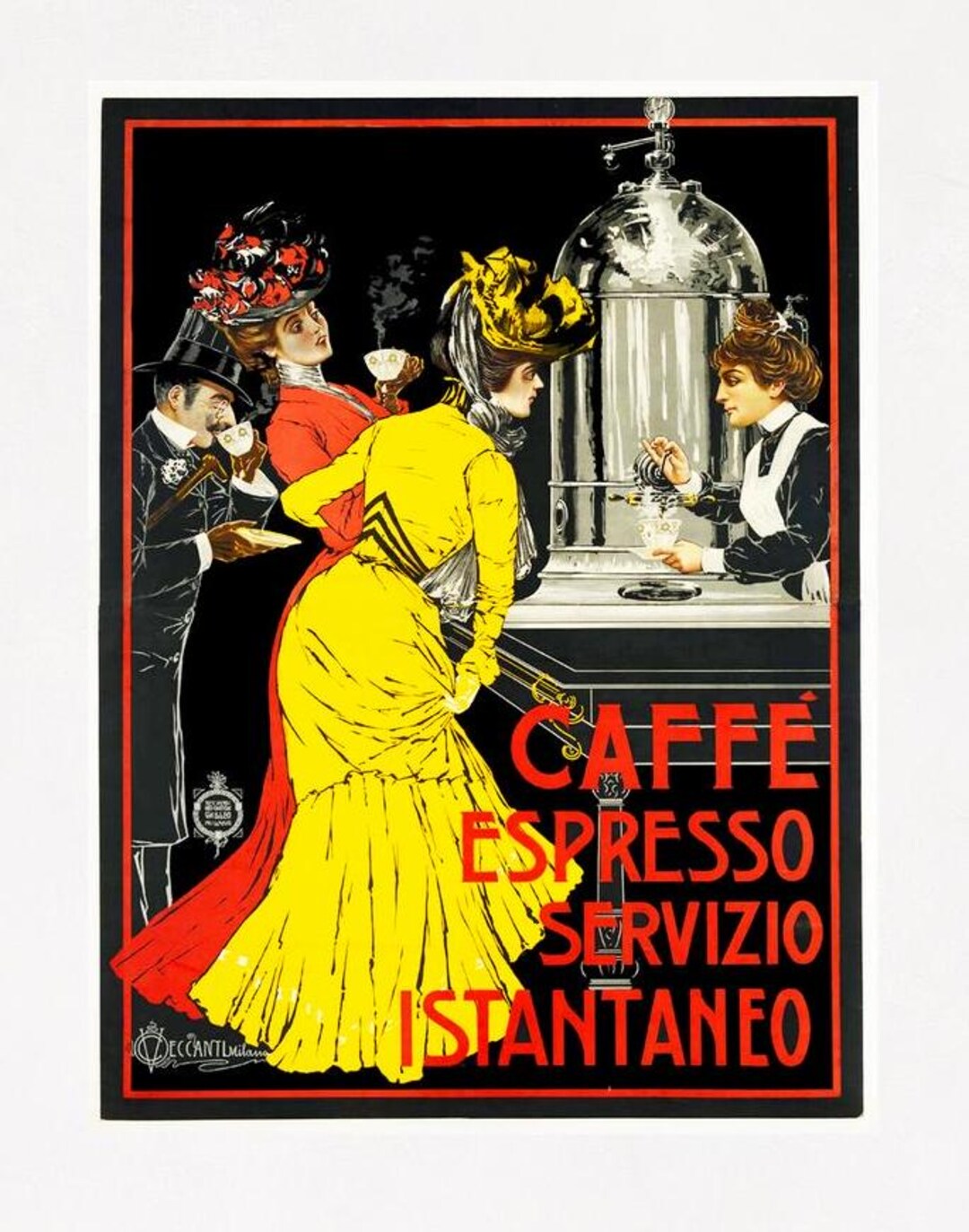 Vintage Italian Espresso Advertising Poster, Restored Print - Etsy